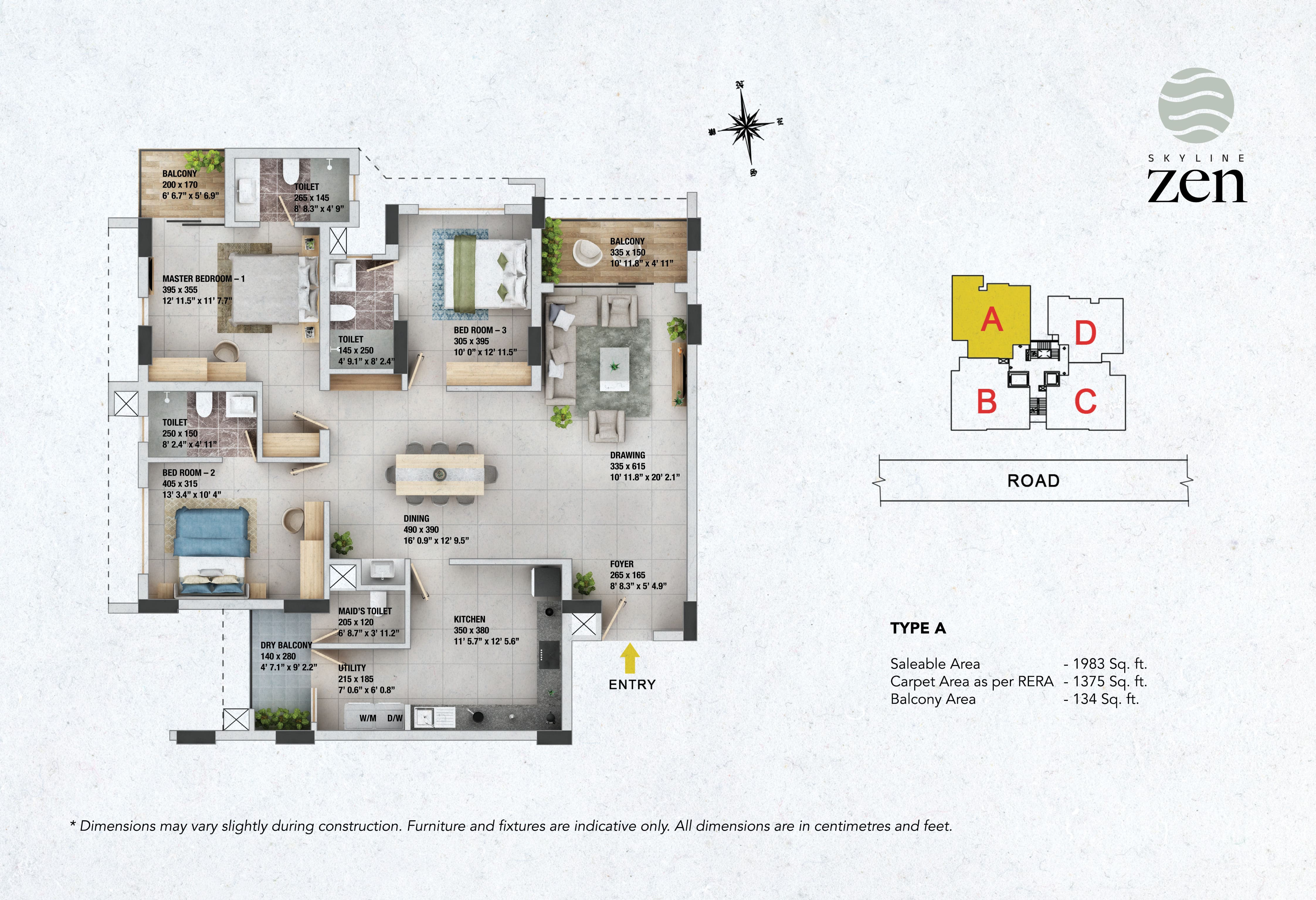 Skyline Zen – 3 BHK Flats for Sale at Elamakkara, Kochi