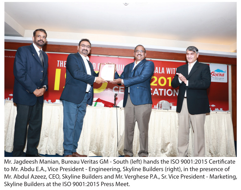Skyline Builders, one of the first builders in India with ISO 9001:2015
